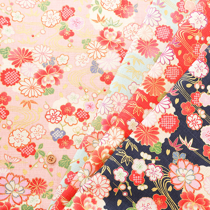 Cotton Dobby Fabric - Streamline Flower | nomura tailor