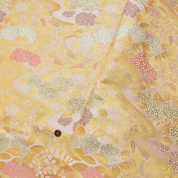 Gold Brocade - Hydrangea and Flowing Lines Pattern | nomura tailor
