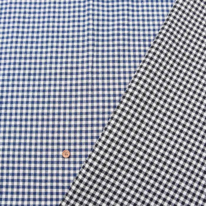 Cotton Silk Nep Washed Fabric - Mini gingham | nomura tailor