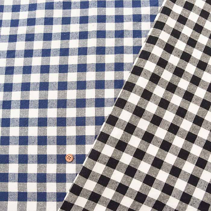 Cotton silk nep washer fabric Gingham | nomura tailor